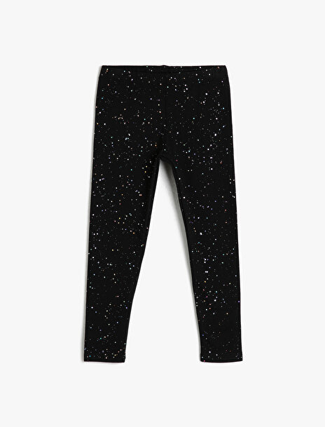 Koton Kız Çocuk Parlak Simli Baskılı İnce Esnek Kumaştan Normal Bel Uzun Tayt Koton Kız Çocuk Parlak Simli Baskılı İnce Esnek Kumaştan Normal Bel Uzun Tayt