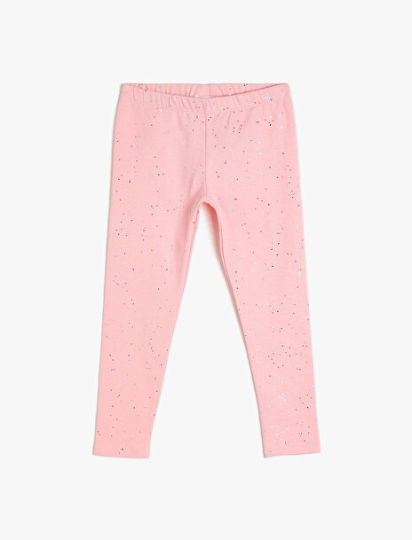 Koton Kız Çocuk Parlak Simli Baskılı İnce Esnek Kumaştan Normal Bel Uzun Tayt Koton Kız Çocuk Parlak Simli Baskılı İnce Esnek Kumaştan Normal Bel Uzun Tayt