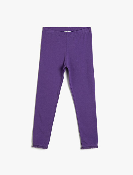 Koton Kız Çocuk Paçası Dantelli İnce Esnek Kumaştan Normal Bel Uzun Tayt