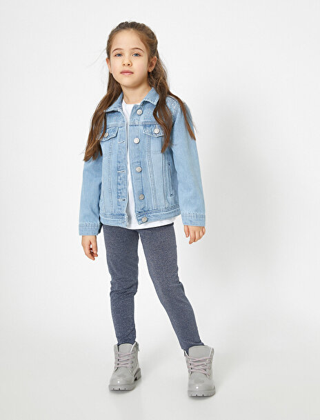 Koton Kız Çocuk Simli İnce Esnek Kumaştan Normal Bel Uzun Tayt Koton Kız Çocuk Simli İnce Esnek Kumaştan Normal Bel Uzun Tayt