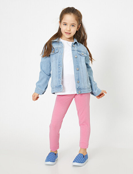 Koton Kız Çocuk Simli İnce Esnek Kumaştan Normal Bel Uzun Tayt Koton Kız Çocuk Simli İnce Esnek Kumaştan Normal Bel Uzun Tayt