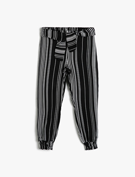 Koton Kız Çocuk Çizgili Beli Lastikli Bağlamalı Bol Harem Pantolon