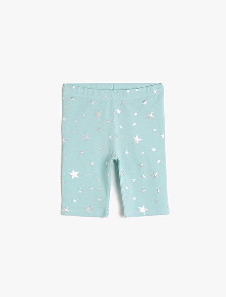 Koton Kız Çocuk Parlak Yıldız Desenli İnce Esnek Kumaştan Normal Bel Diz Üstü Kısa Tayt Koton Kız Çocuk Parlak Yıldız Desenli İnce Esnek Kumaştan Normal Bel Diz Üstü Kısa Tayt