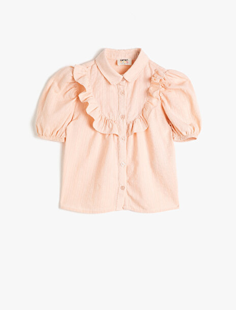 Koton Kız Çocuk Gömlek Yaka Kısa Kollu Düğme Detaylı Bluz