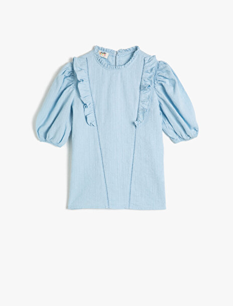 Koton Kız Çocuk Pamuklu Kısa Kollu Fırfırlı Gömlek