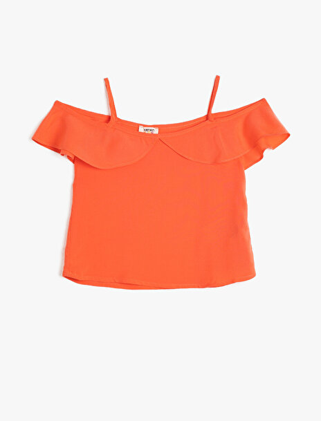 Koton Kız Çocuk Askılı Kısa Kollu Fırfır Detaylı Bluz