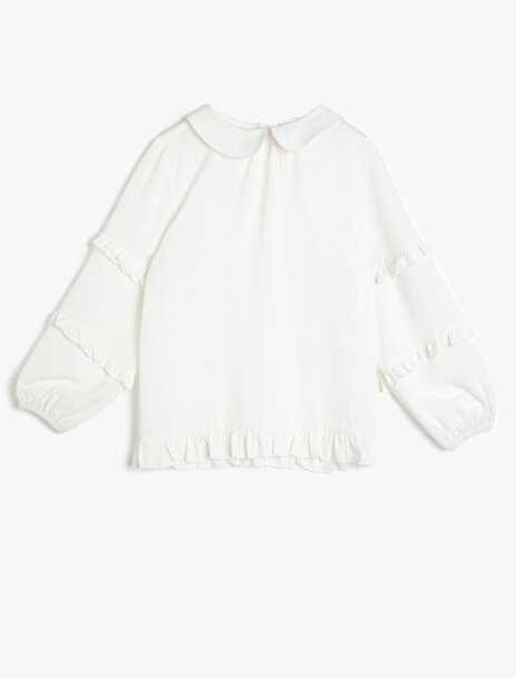 Koton Kız Çocuk Dokulu Dökümlü Kumaştan Fırfırlı Bebe Yaka Uzun Kollu Bluz Koton Kız Çocuk Dokulu Dökümlü Kumaştan Fırfırlı Bebe Yaka Uzun Kollu Bluz