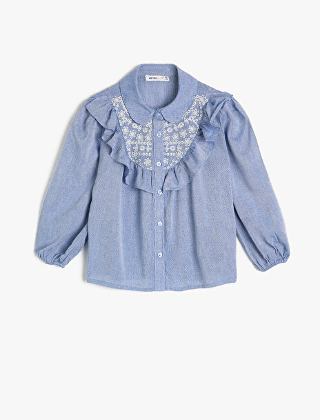Koton Kız Çocuk Firfirli Islemeli Gömlek