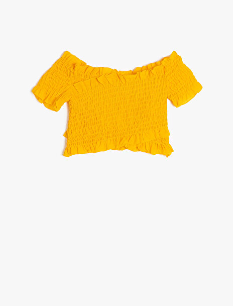 Koton Kız Çocuk Büzgülü V Yaka Kısa Kollu Bluz