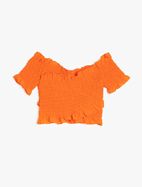 Koton Kız Çocuk Büzgülü V Yaka Kısa Kollu Bluz