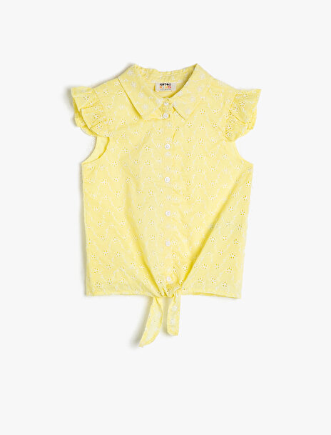 Koton Kız Çocuk Çiçekli Brode Kumaştan Fırfırlı Belden Bağlamalı Gömlek Koton Kız Çocuk Çiçekli Brode Kumaştan Fırfırlı Belden Bağlamalı Gömlek