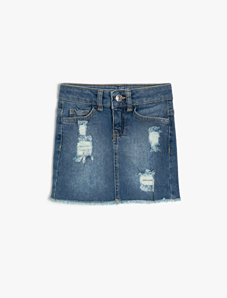 Koton Kız Çocuk Esnek Kumaştan Yıpratma Detaylı Ayar Lastikli Fermuarlı Diz Üstü Jean Etek Koton Kız Çocuk Esnek Kumaştan Yıpratma Detaylı Ayar Lastikli Fermuarlı Diz Üstü Jean Etek