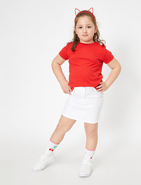 Koton Kız Çocuk Esnek Pantolon Kumaşından Önü Fermuarlı Diz Üstü Etek