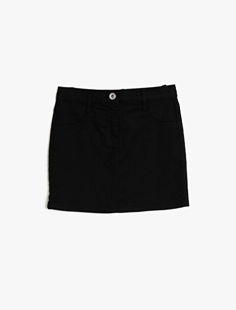 Koton Kız Çocuk Esnek Pantolon Kumaşından Önü Fermuarlı Diz Üstü Etek