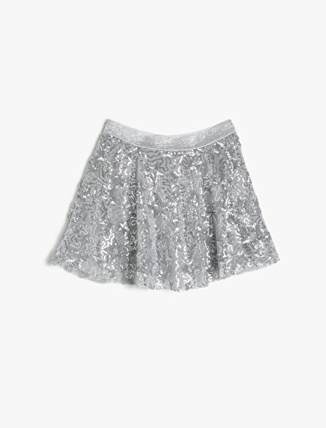 Koton Kız Çocuk Pullu Beli Simli Lastikli Kloş Orta Boy Etek