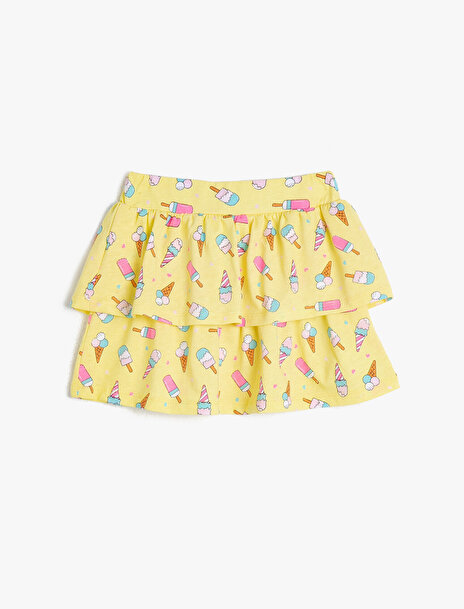 Koton Kız Çocuk Baskılı Fırfırlı Kat Kat İnce Kumaştan Orta Boy Etek Koton Kız Çocuk Baskılı Fırfırlı Kat Kat İnce Kumaştan Orta Boy Etek