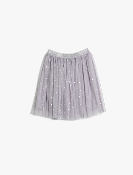 Koton Kız Çocuk Parlak Kalp Baskılı Beli Simli Lastikli Orta Tütü Boy Etek Koton Kız Çocuk Parlak Kalp Baskılı Beli Simli Lastikli Orta Tütü Boy Etek