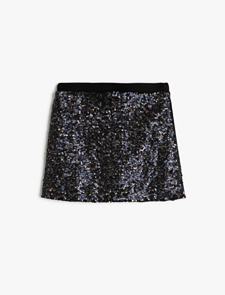 Koton Kız Çocuk Önü Pullu Esnek Kalın Kumaştan Dar Kısa Etek