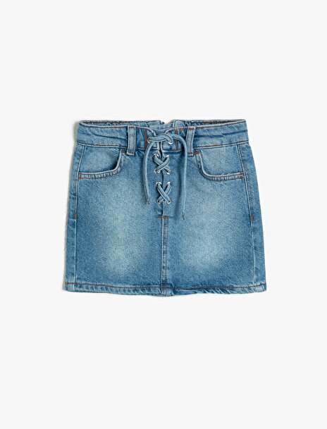 Koton Kız Çocuk Önü Bağlamalı Beli Ayar Lastikli Diz Üstü Etek