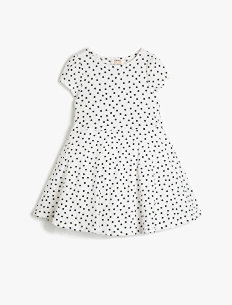 Koton Kız Çocuk Puantiyeli Kısa Kollu Bisiklet Yaka Orta Boy Tütü Elbise