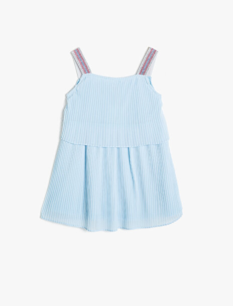 Koton Kız Çocuk Şifon Kumaştan Piliseli Askılı  Bol Kesim Orta Boy Elbise