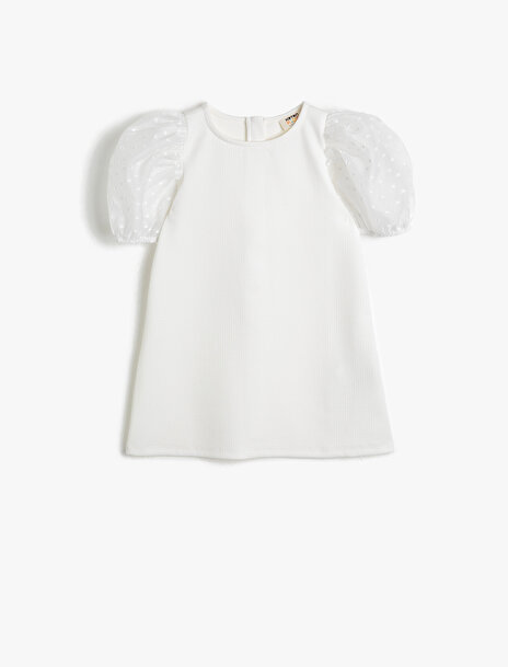 Koton Kız Çocuk Kabarık Organze Kollu Rahat Kesim Orta Boy Elbise Koton Kız Çocuk Kabarık Organze Kollu Rahat Kesim Orta Boy Elbise