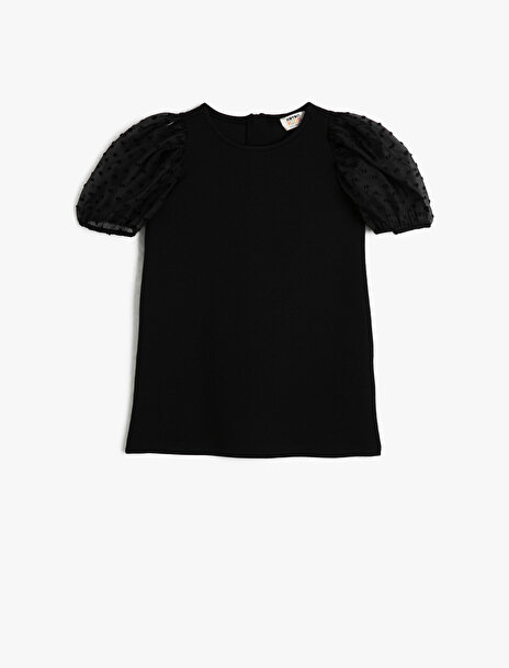 Koton Kız Çocuk Kabarık Organze Kollu Rahat Kesim Orta Boy Elbise Koton Kız Çocuk Kabarık Organze Kollu Rahat Kesim Orta Boy Elbise