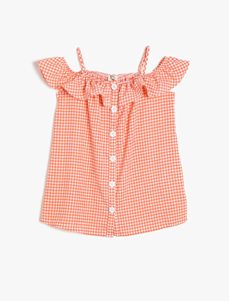 Koton Kız Çocuk Askılı Fırfır Detaylı Kareli Düğme Detaylı Elbise Koton Kız Çocuk Askılı Fırfır Detaylı Kareli Düğme Detaylı Elbise