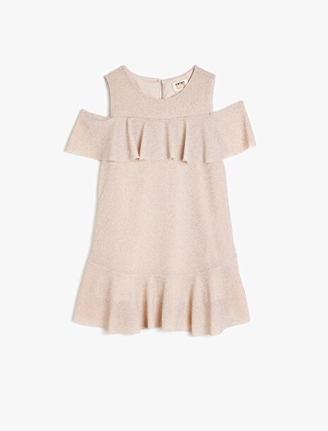 Koton Kız Çocuk Bisiklet Yaka Kısa Kollu Fırfırlı Elbise