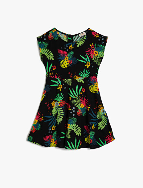 Koton Kız Çocuk Bisiklet Yaka Kısa Kollu Çiçek Desenli Elbise