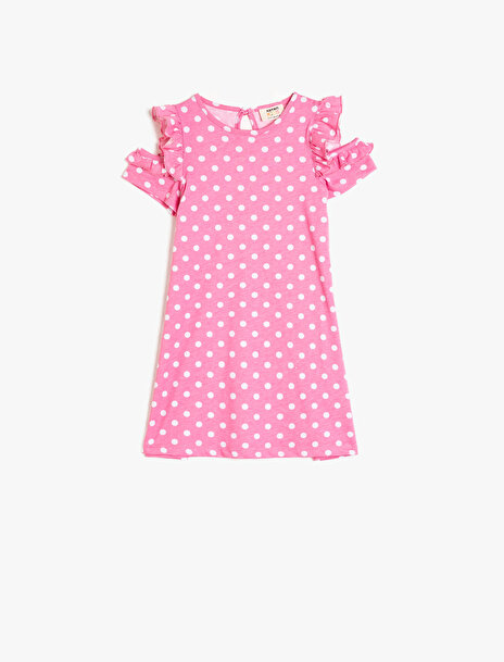 Koton Kız Çocuk Pamuklu Fırfırlı Puantiyeli Elbise