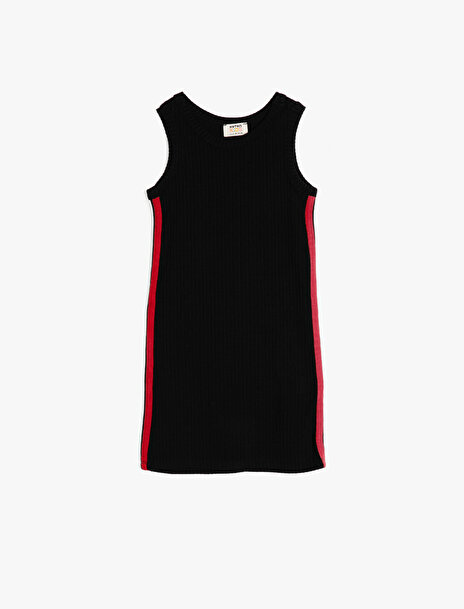 Koton Kız Çocuk Bisiklet Yaka Kolsuz Şerit Detaylı Elbise