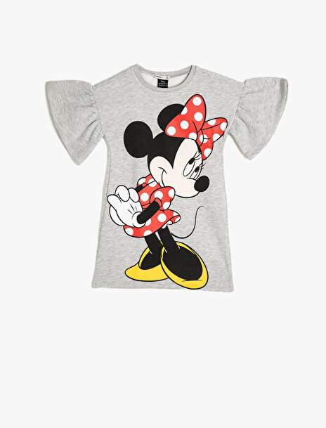 Koton Kız Çocuk Minnie Mouse Lisanslı Bisiklet Yaka Kısa Kollu Tişört