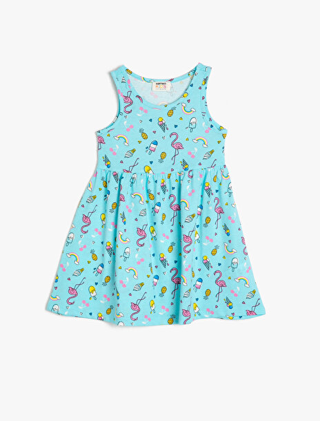 Koton Kız Çocuk Flamingo Baskılı Kolsuz Belden Oturtmalı Bol Kesim Elbise Koton Kız Çocuk Flamingo Baskılı Kolsuz Belden Oturtmalı Bol Kesim Elbise