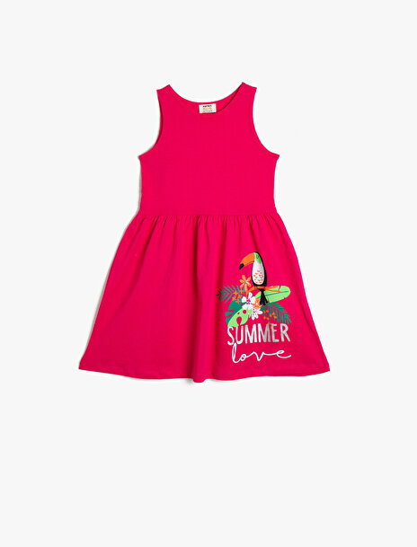 Koton Kız Çocuk Baskılı Bisiklet Yaka Kolsuz Belden Oturtmalı Orta Boy Elbise Koton Kız Çocuk Baskılı Bisiklet Yaka Kolsuz Belden Oturtmalı Orta Boy Elbise