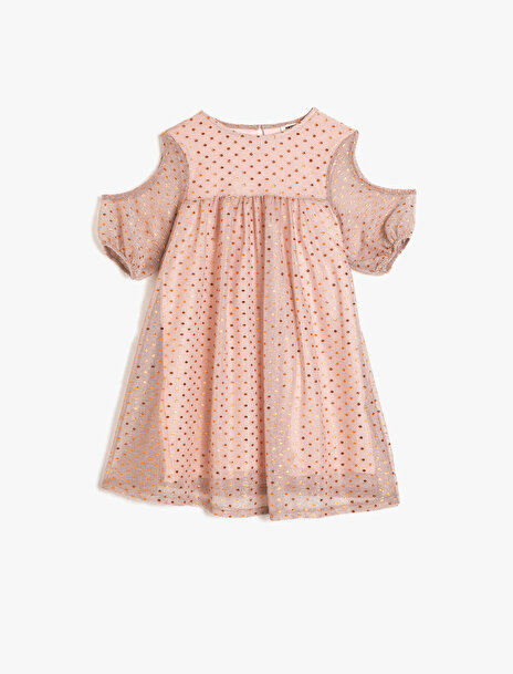 Koton Kız Çocuk Bisiklet Yaka Kısa Kollu Pilili Elbise