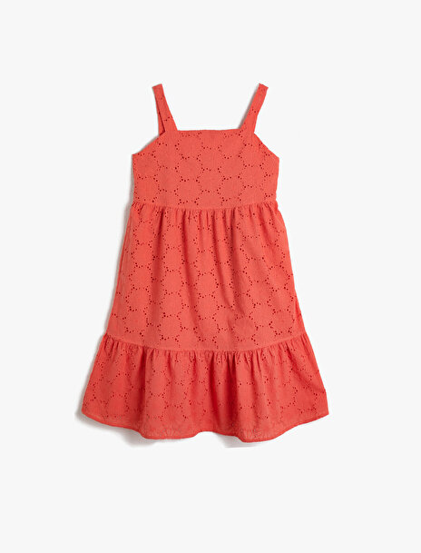 Koton Kız Çocuk Dantelli Fırfırlı Askılı Elbise