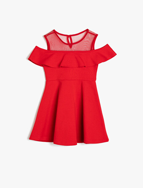 Koton Kız Çocuk Tüllü Düşük Omuzlu Belden Oturtmalı Orta Boy Elbise Koton Kız Çocuk Tüllü Düşük Omuzlu Belden Oturtmalı Orta Boy Elbise