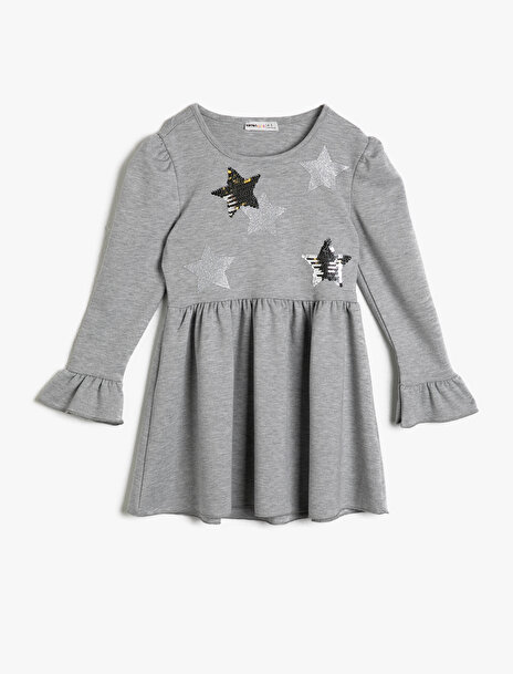 Koton Kız Çocuk Pullu Bisiklet Yaka Uzun Kollu Orta Boy Elbise Koton Kız Çocuk Pullu Bisiklet Yaka Uzun Kollu Orta Boy Elbise