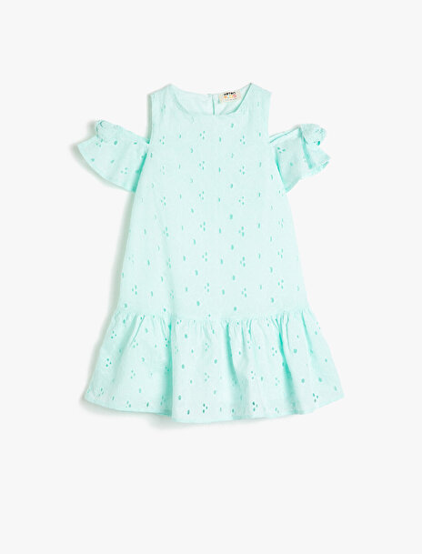 Koton Kız Çocuk İşlemeli Açık Omuz Elbise