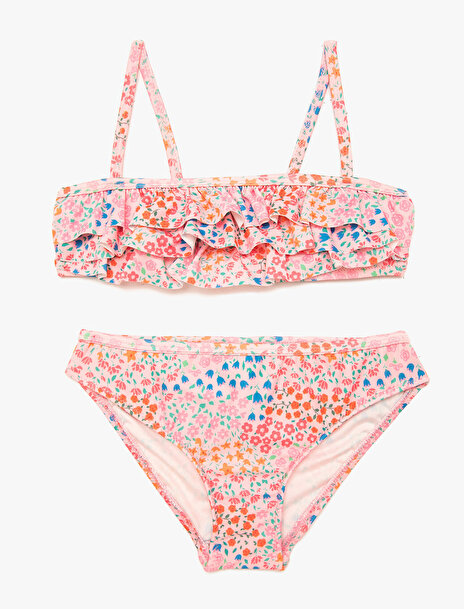 Koton Kız Çocuk Fırfır Detaylı Çiçek Desenli Bikini Takımı