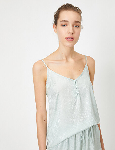 Koton Kadın Askılı Desenli Düğme Detaylı Atlet