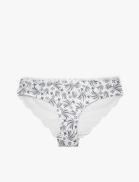 Koton Kadın Baskılı Dantelli Brief Külot