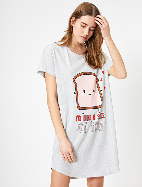 Koton Kadın Yazılı Baskılı Gecelik