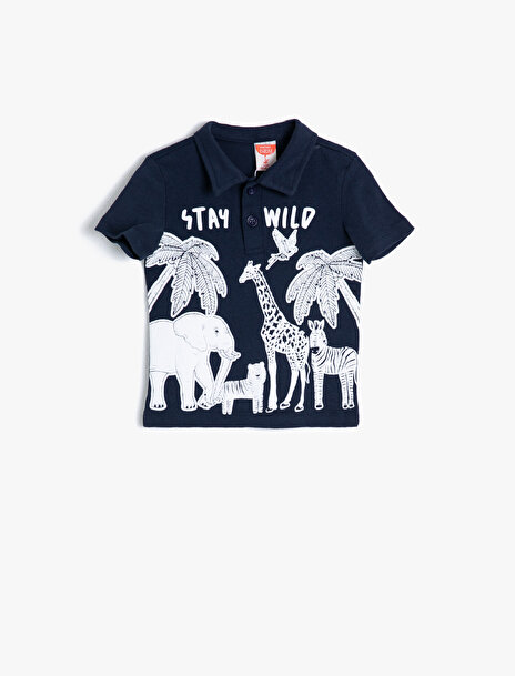 Koton Erkek Çocuk Baskılı Pamuklu Kısa Kollu Polo Yaka Tişört