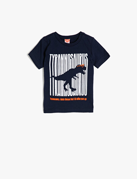 Koton Erkek Çocuk Dinozor Baskılı Bisiklet Yaka Kısa Kollu Tişört