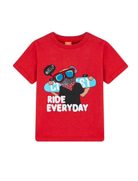 Koton Erkek Çocuk Koton Love Kids Baskılı Bisiklet Yaka Kısa Kollu İşlemeli Tişört