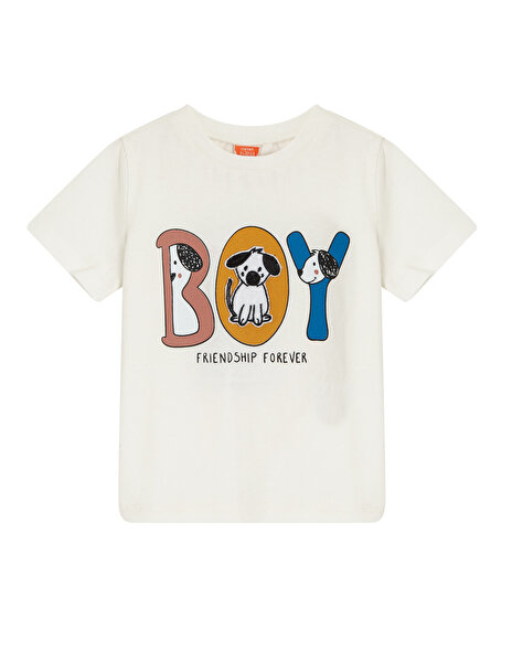 Koton Erkek Çocuk Koton Love Kids Bisiklet Yaka Baskılı Tişört