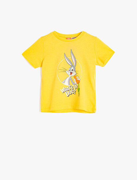Koton Erkek Çocuk Buggs Bunny Lisanslı Baskılı Kısa Kollu Bisiklet Yaka Tişört