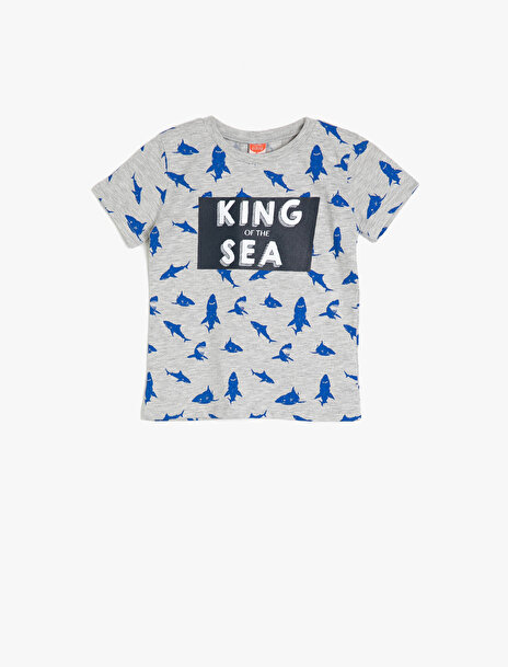 Koton Erkek Çocuk Bisiklet Yaka Kısa Kollu Yazılı Baskılı Tişört